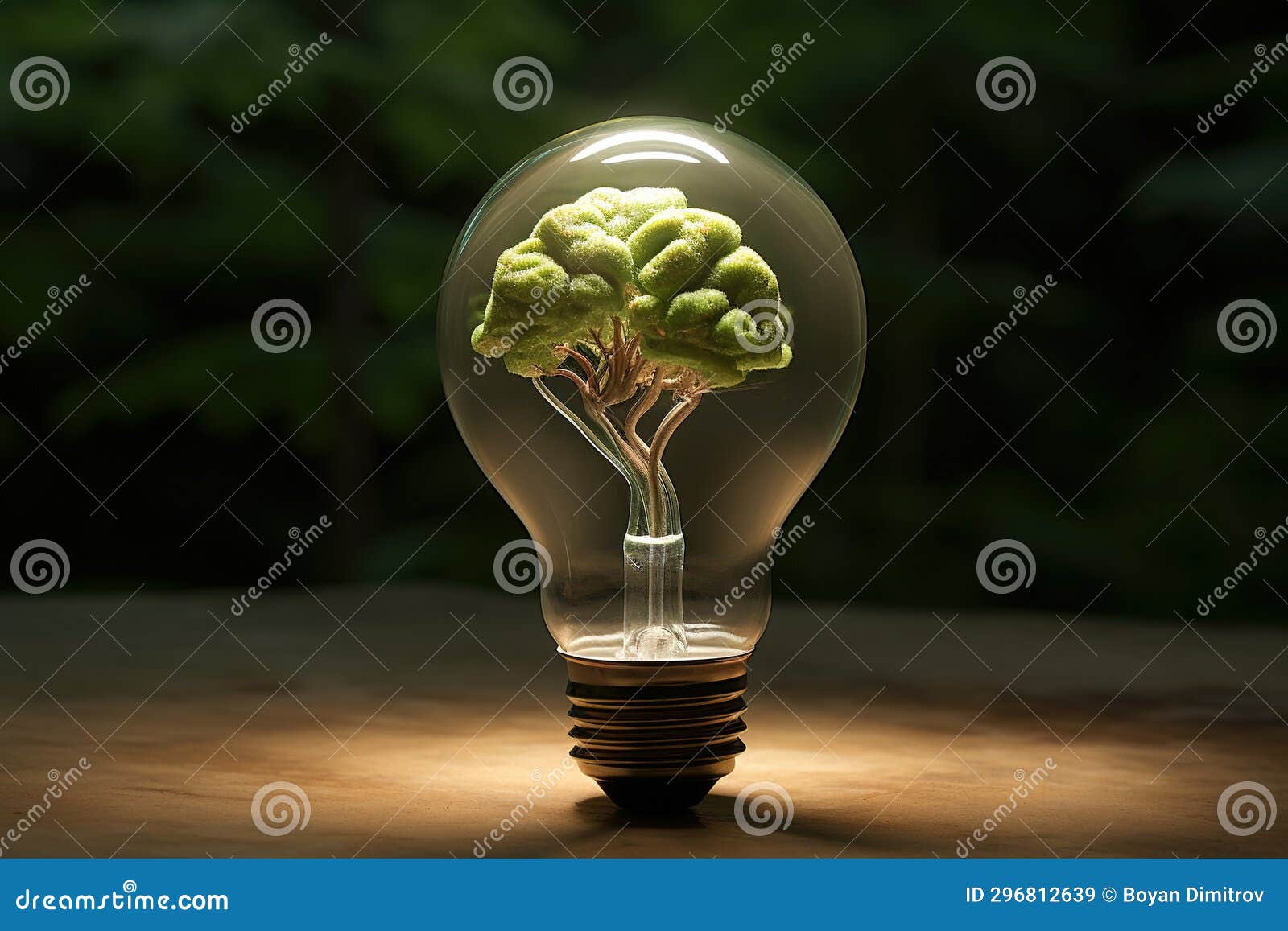 Human brain light bulb stock illustration. Illustration of glass ...
