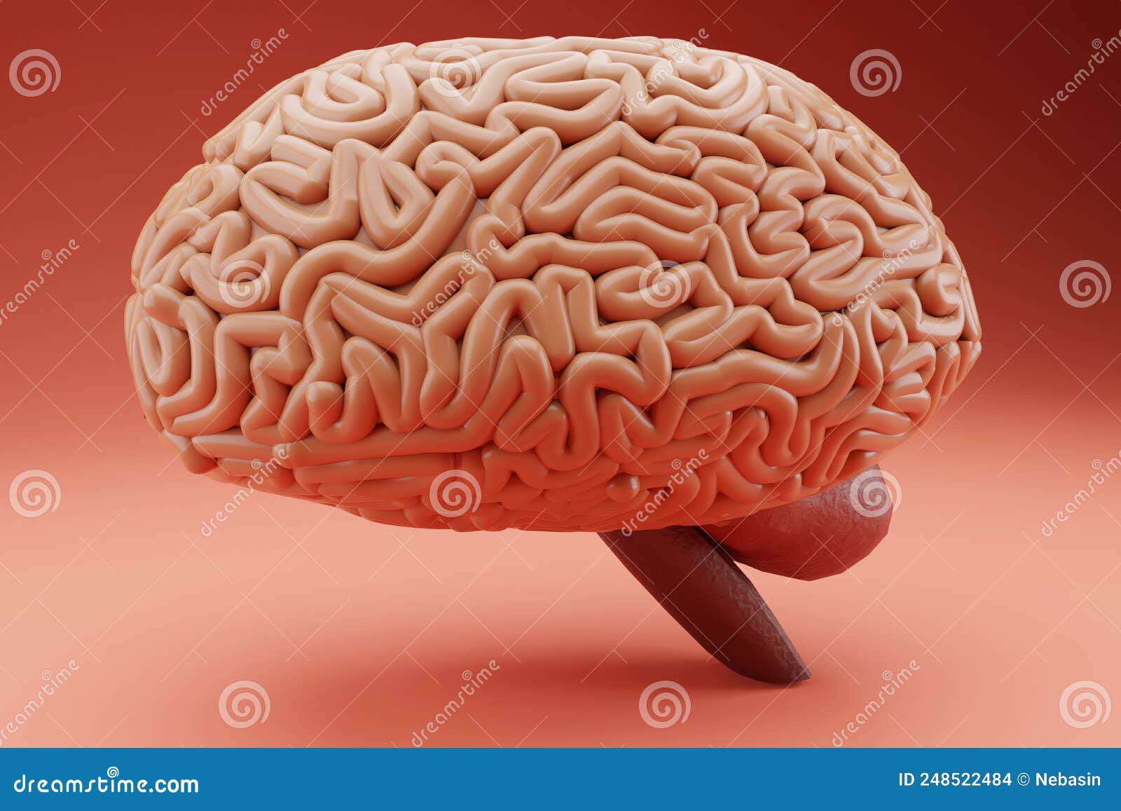Human Brain on Light. 3D Render Stock Illustration - Illustration of ...