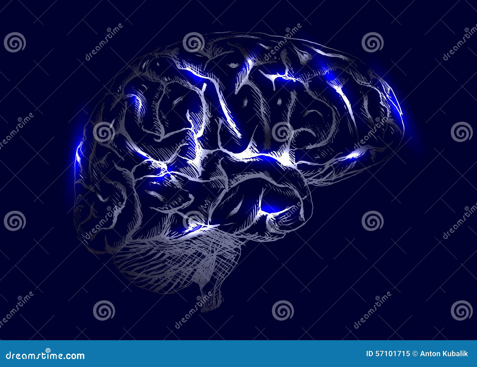 Human Brain with Light Effects Stock Vector - Illustration of abstract ...