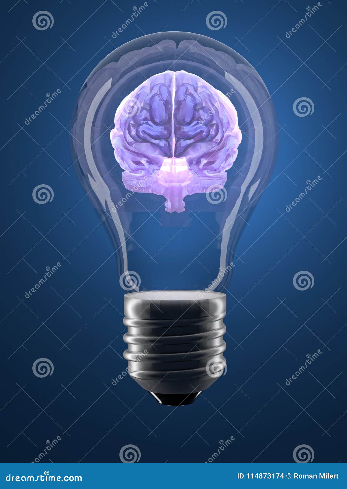 Human brain in lightbulb stock illustration. Illustration of innovation ...