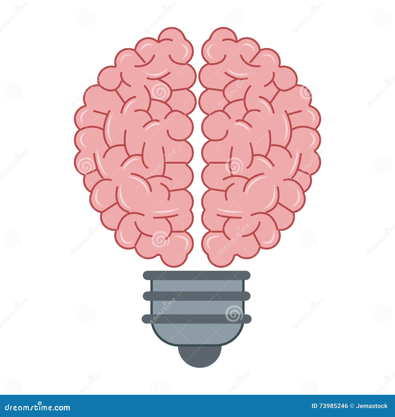 Human brain lightbulb icon stock illustration. Illustration of isolated ...