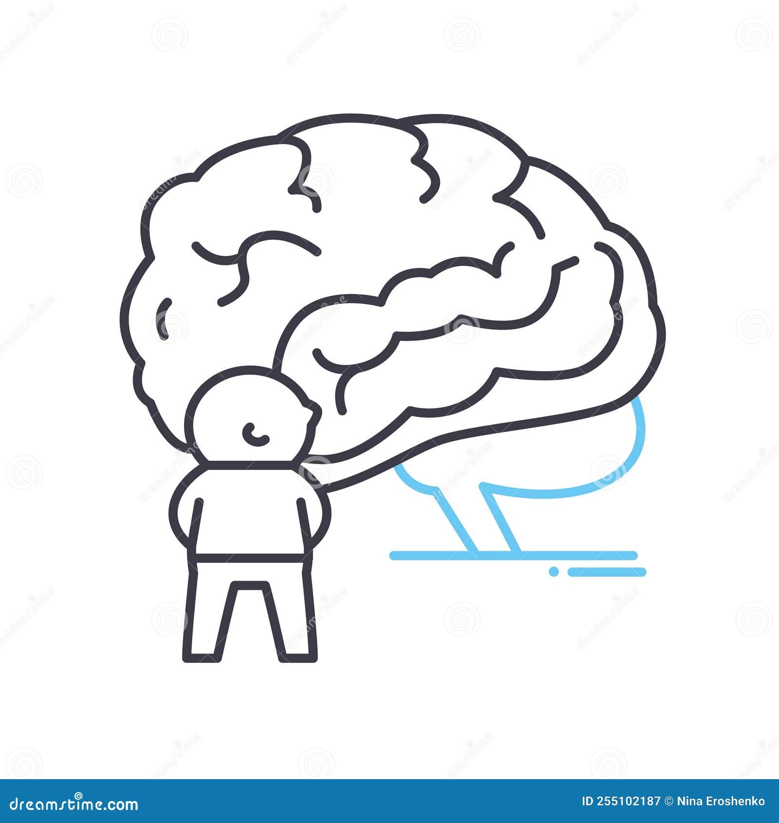 Human Brain Line Icon, Outline Symbol, Vector Illustration, Concept ...