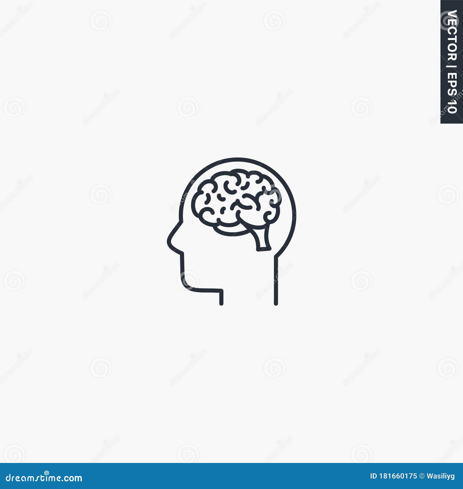 Human Brain, Linear Style Sign for Mobile Concept and Web Design Stock ...