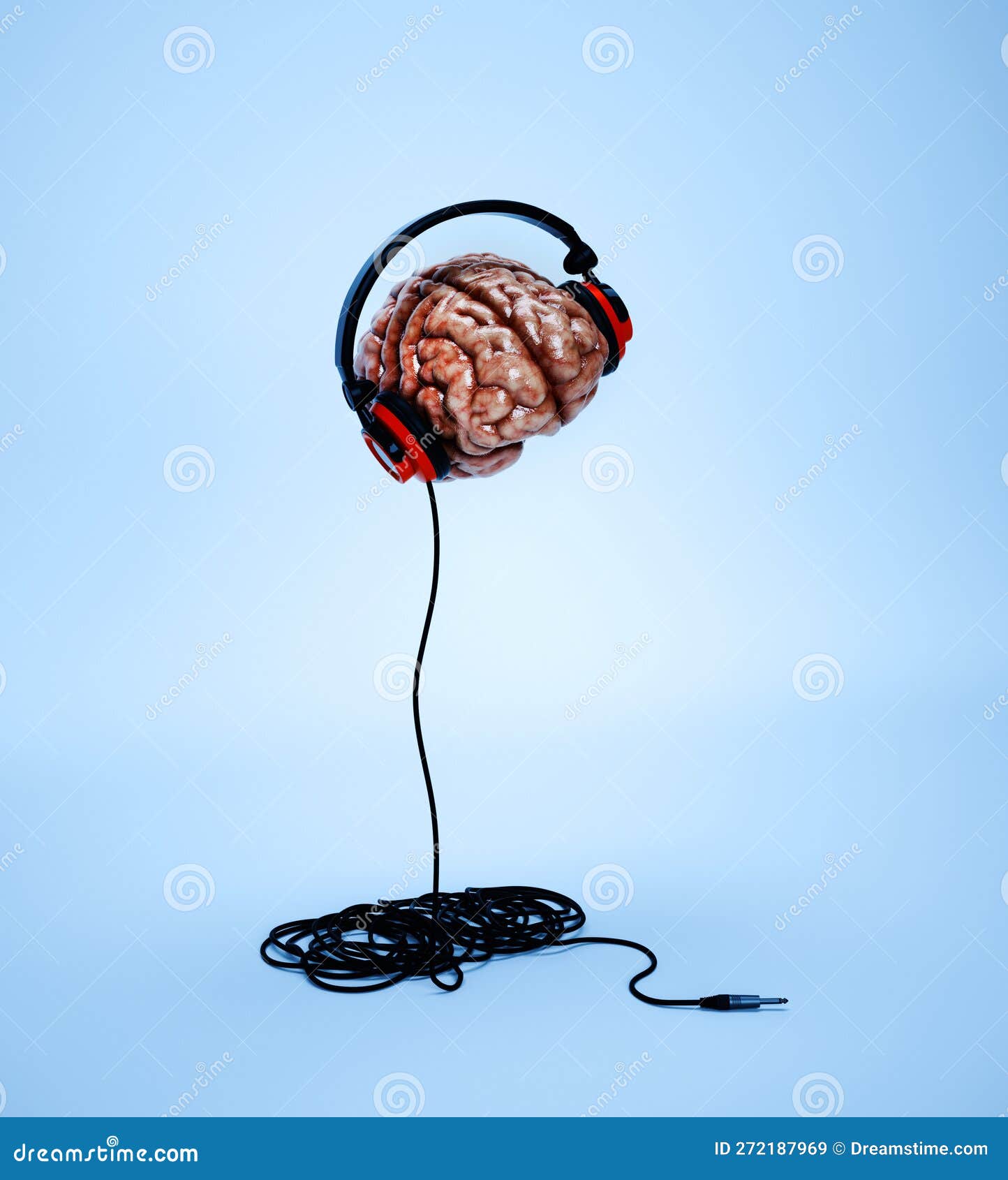 Human Brain Listens Music. Creativity and Happiness Concept Stock ...