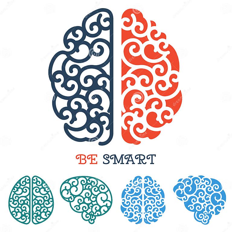Human Brain Logo or Thinking Label Vector Stock Vector - Illustration ...
