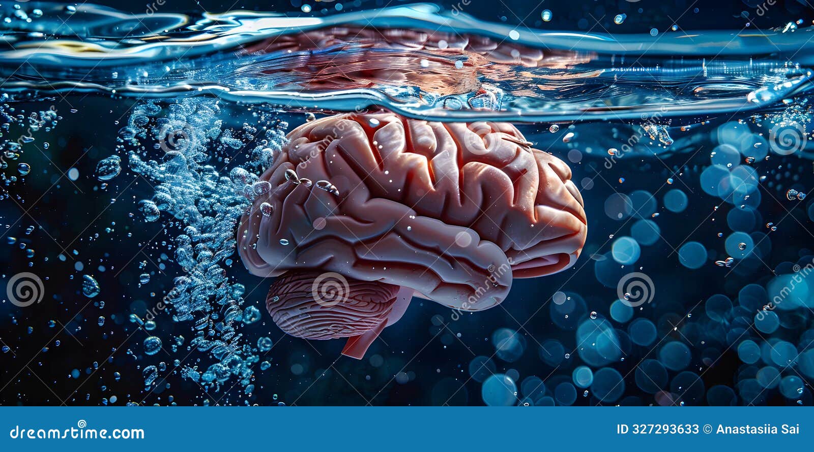 The Human Brain Lowered into Water Stock Image - Image of idea, concept ...