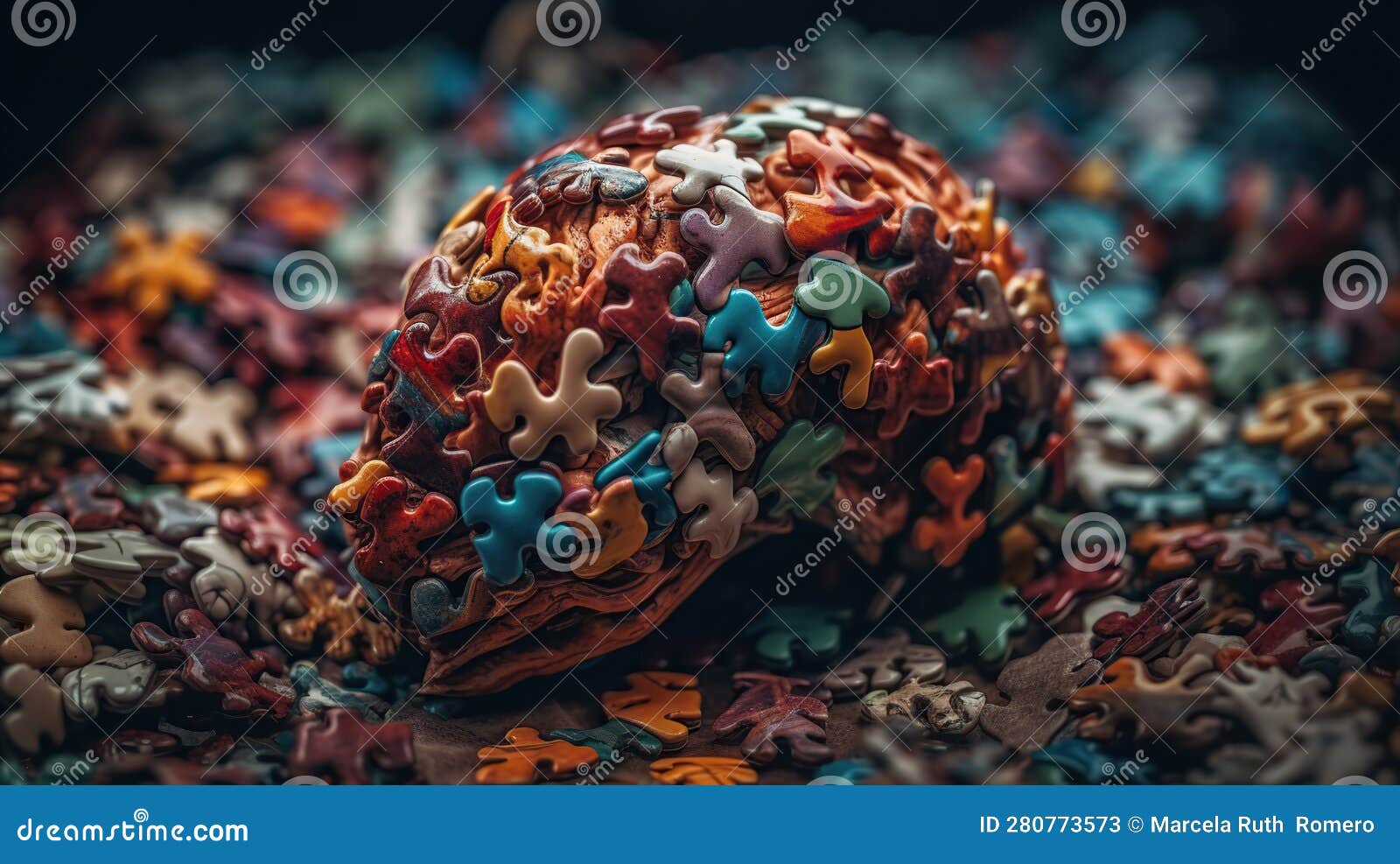 Human Brain Made Of Color Full Puzzle Pieces. Generative AI Royalty ...