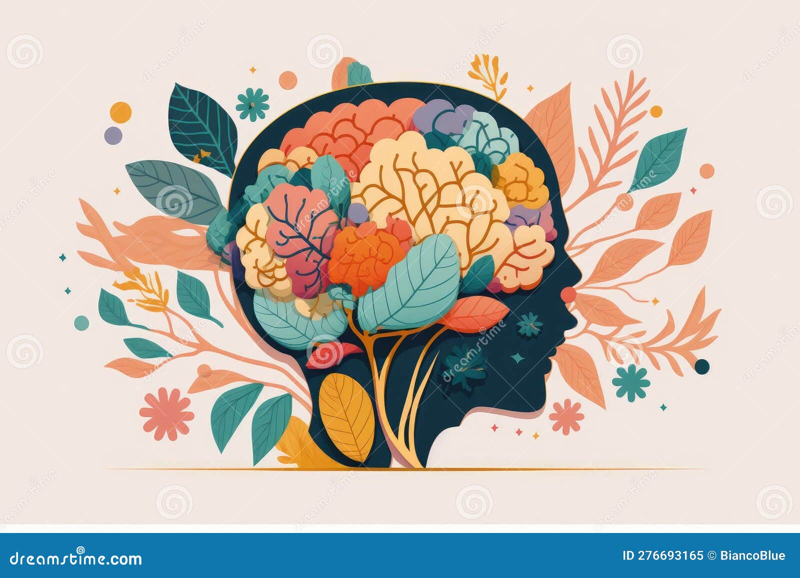 Human Brain Made with Flowers in Concept of Mental Health and Self ... Human Brain Made with Flowers in Concept of Mental Health and Self ...