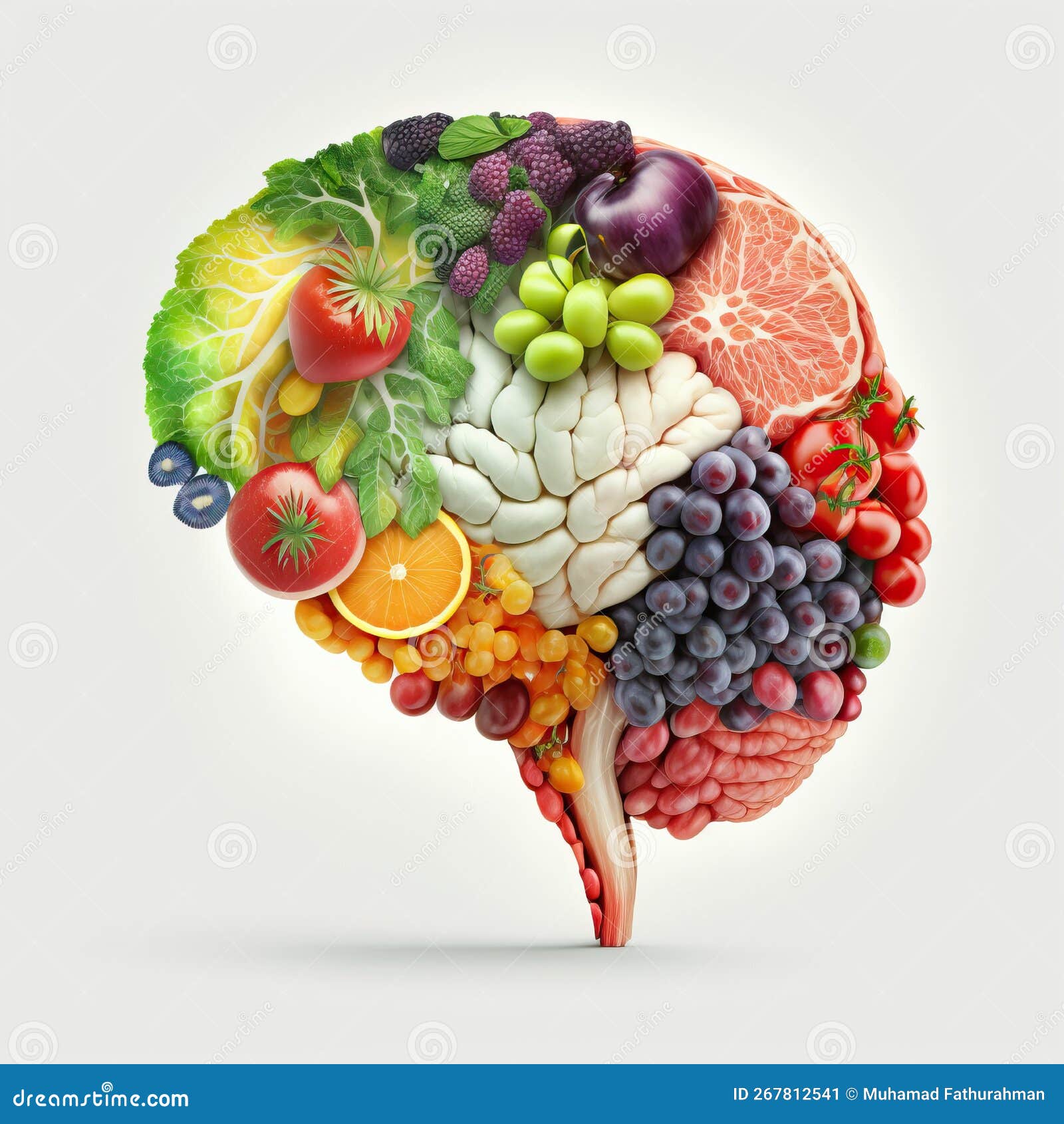 Human Brain Made of Fruits and Vegetables - Ai Generative Stock ...