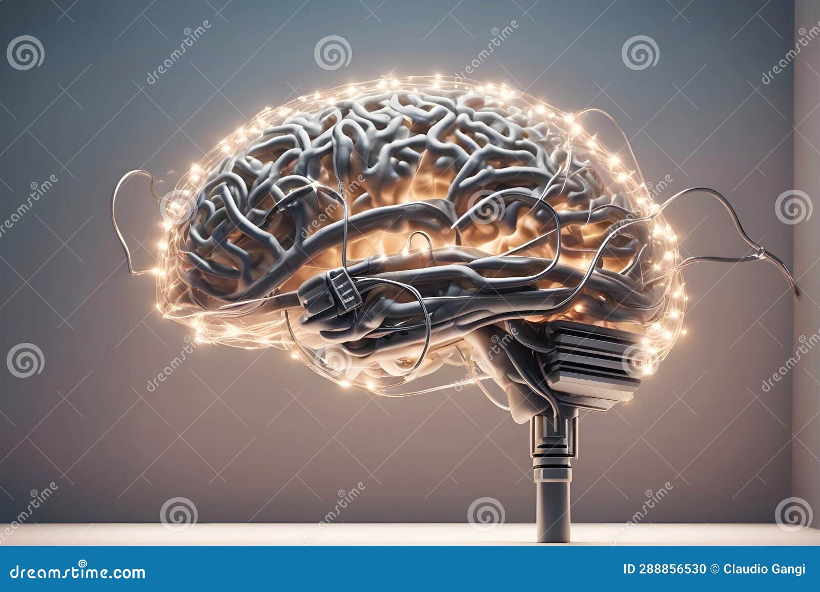 Human Brain Made of Intricate Wires and Cables Connected with a Plug To ...