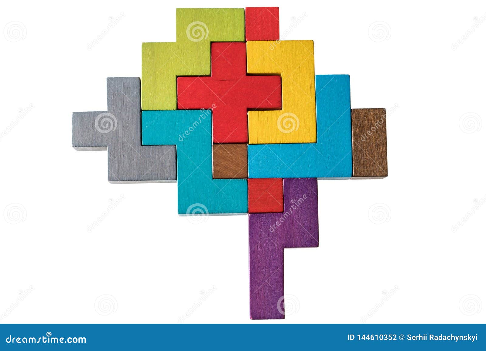 Human Brain is Made of Multi-colored Wooden Blocks. Creative Business ...