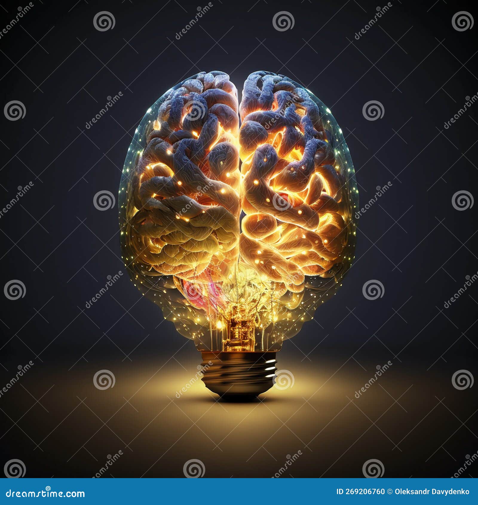 Human Brain Made in Shape of Glowing Light Bulb Stock Illustration ...