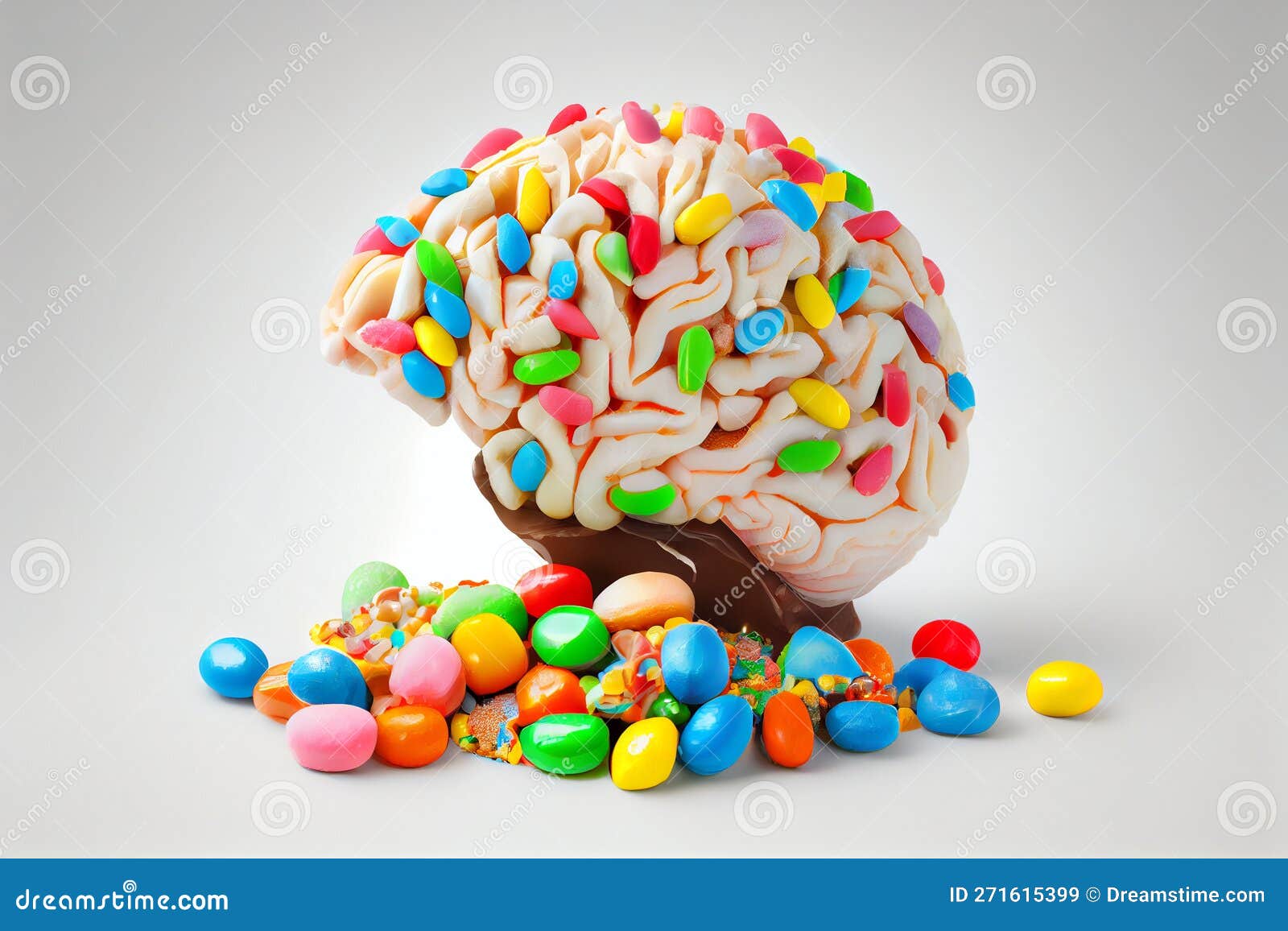Human Brain Made of Sweets on a White Background. AI Generated. Stock ...