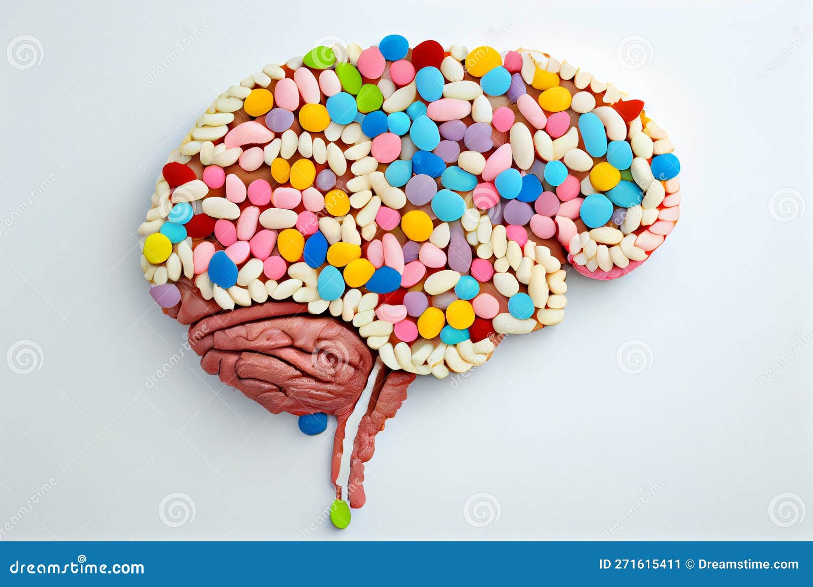 Human Brain Made of Sweets on a White Background. AI Generated. Stock ...