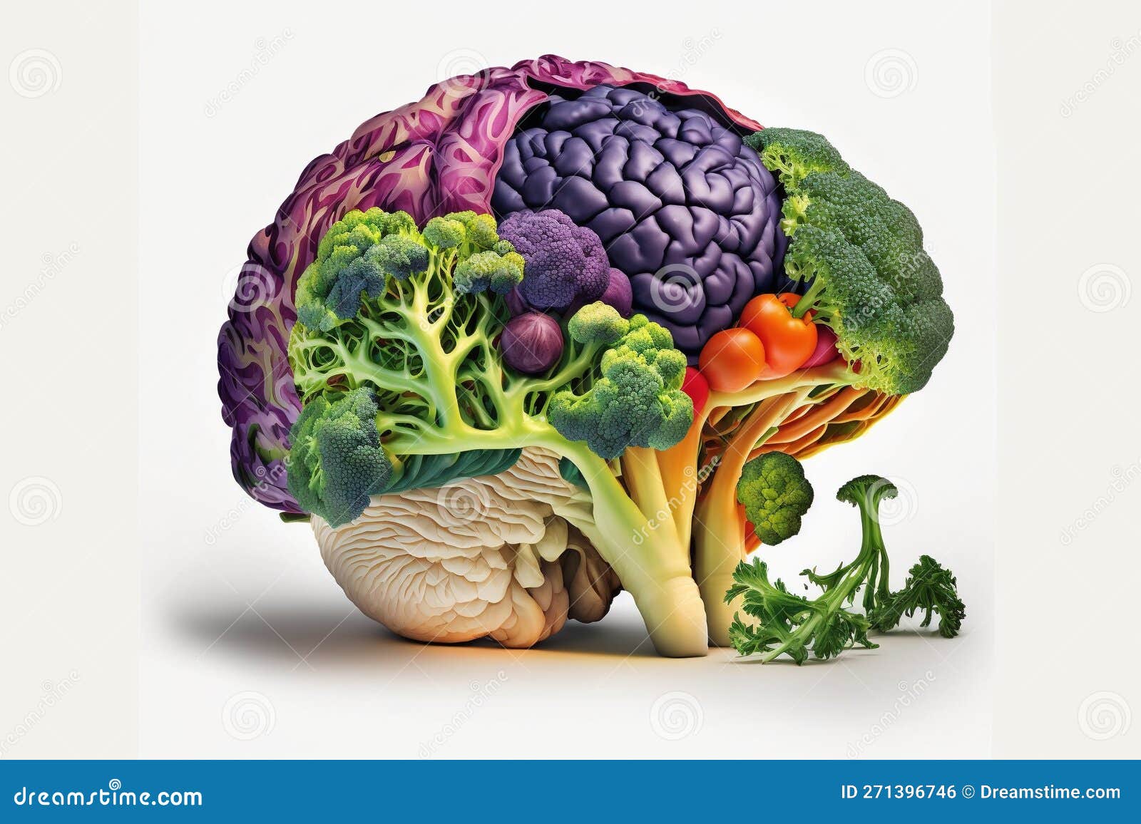 Human Brain Made Up of Vegetables. Nourishment for Brain Stock ...