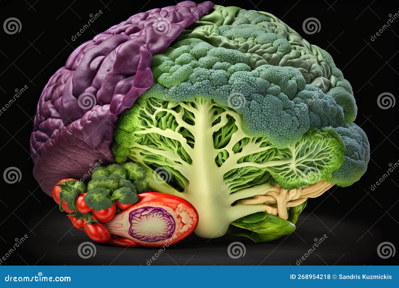 Human Brain Made of Variety of Vegetables. Generative AI Stock Photo ...
