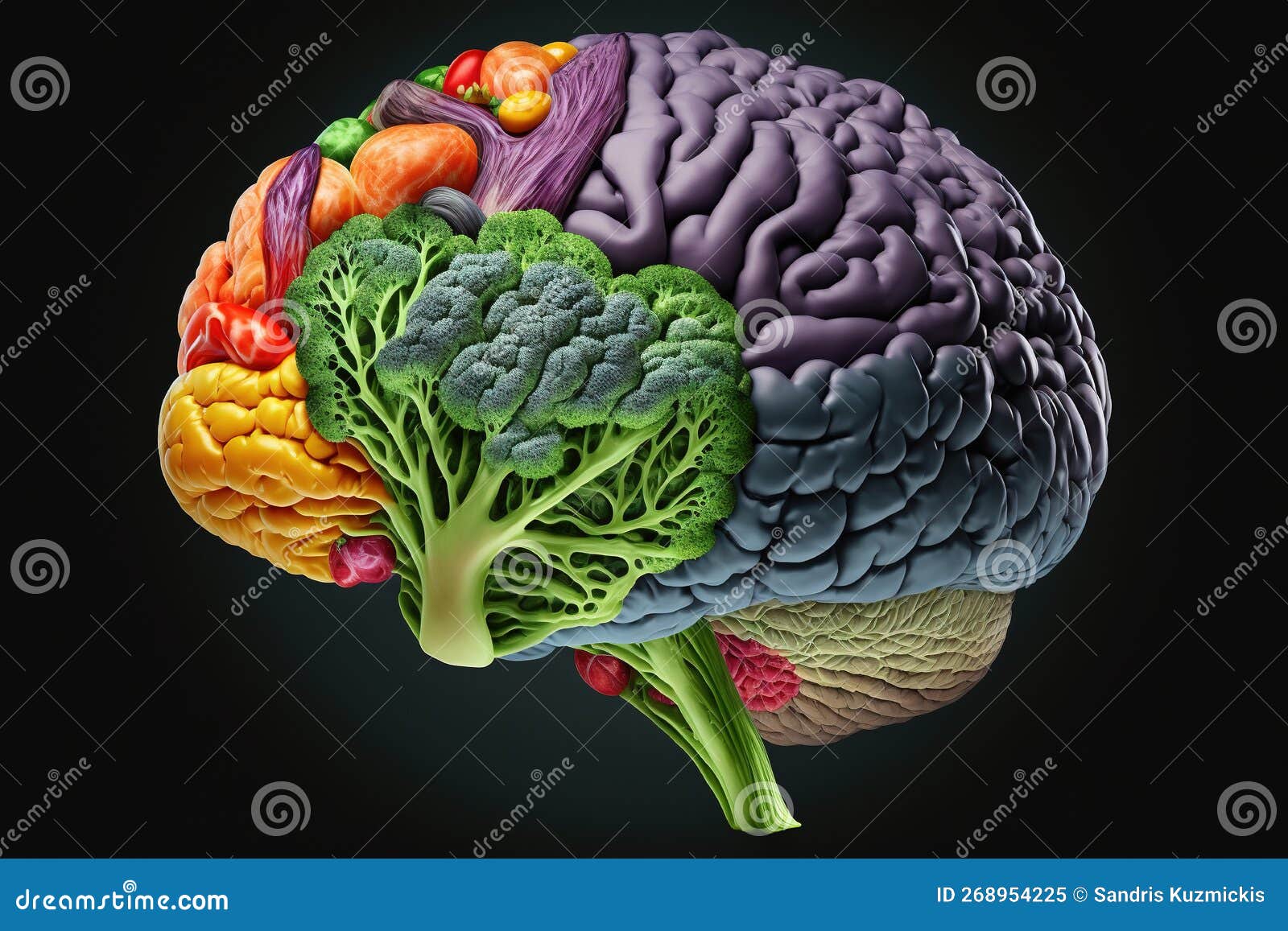 Human Brain Made of Variety of Vegetables. Generative AI Stock ...
