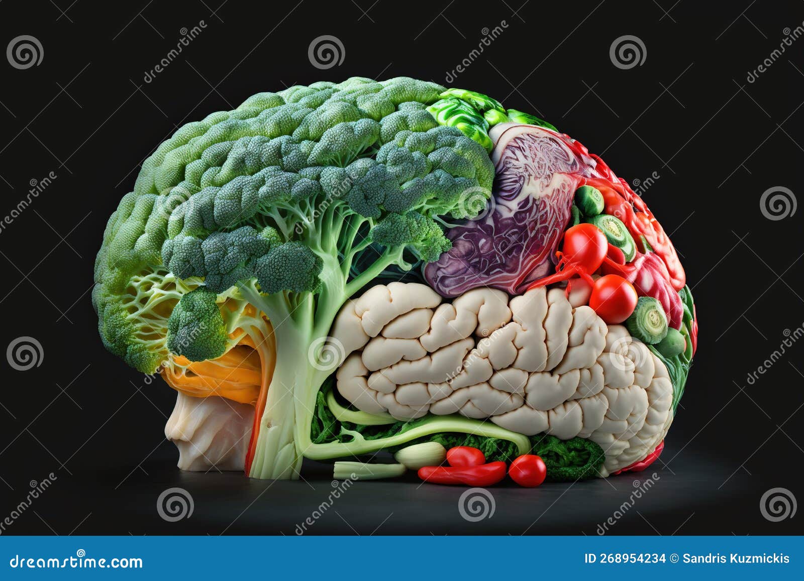 Human Brain Made of Variety of Vegetables. Generative AI Stock ...