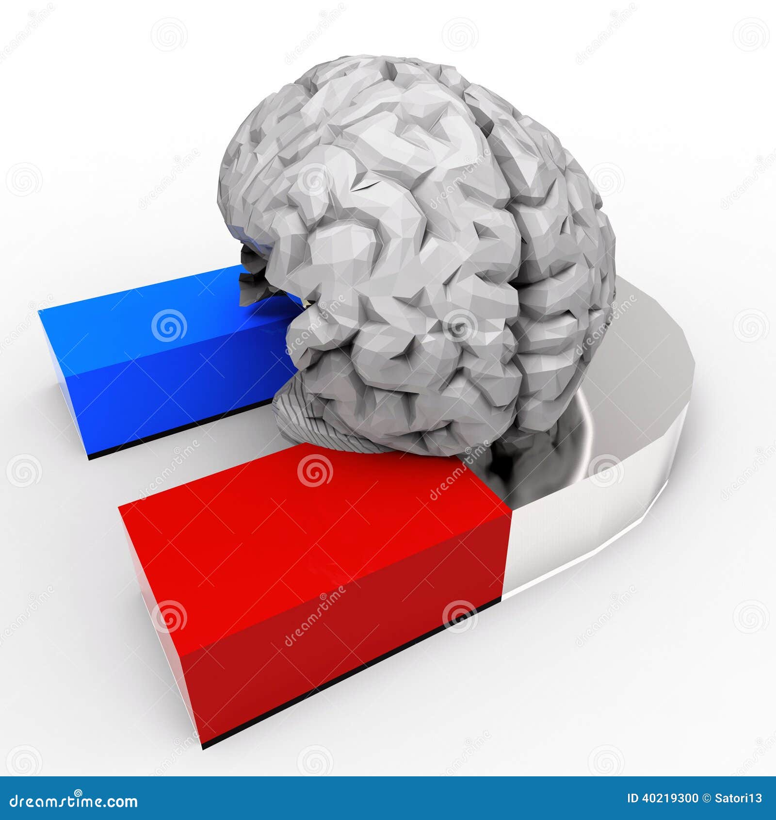 Human Brain and Magnet stock illustration. Illustration of science ...
