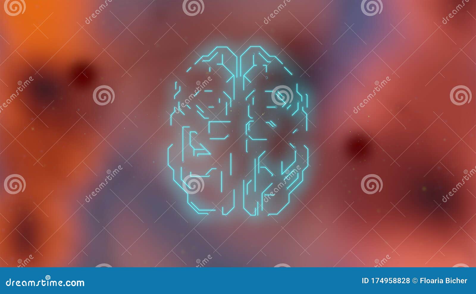 Human Brain Malfunction Over Firery Dangerous Background. Stock ...