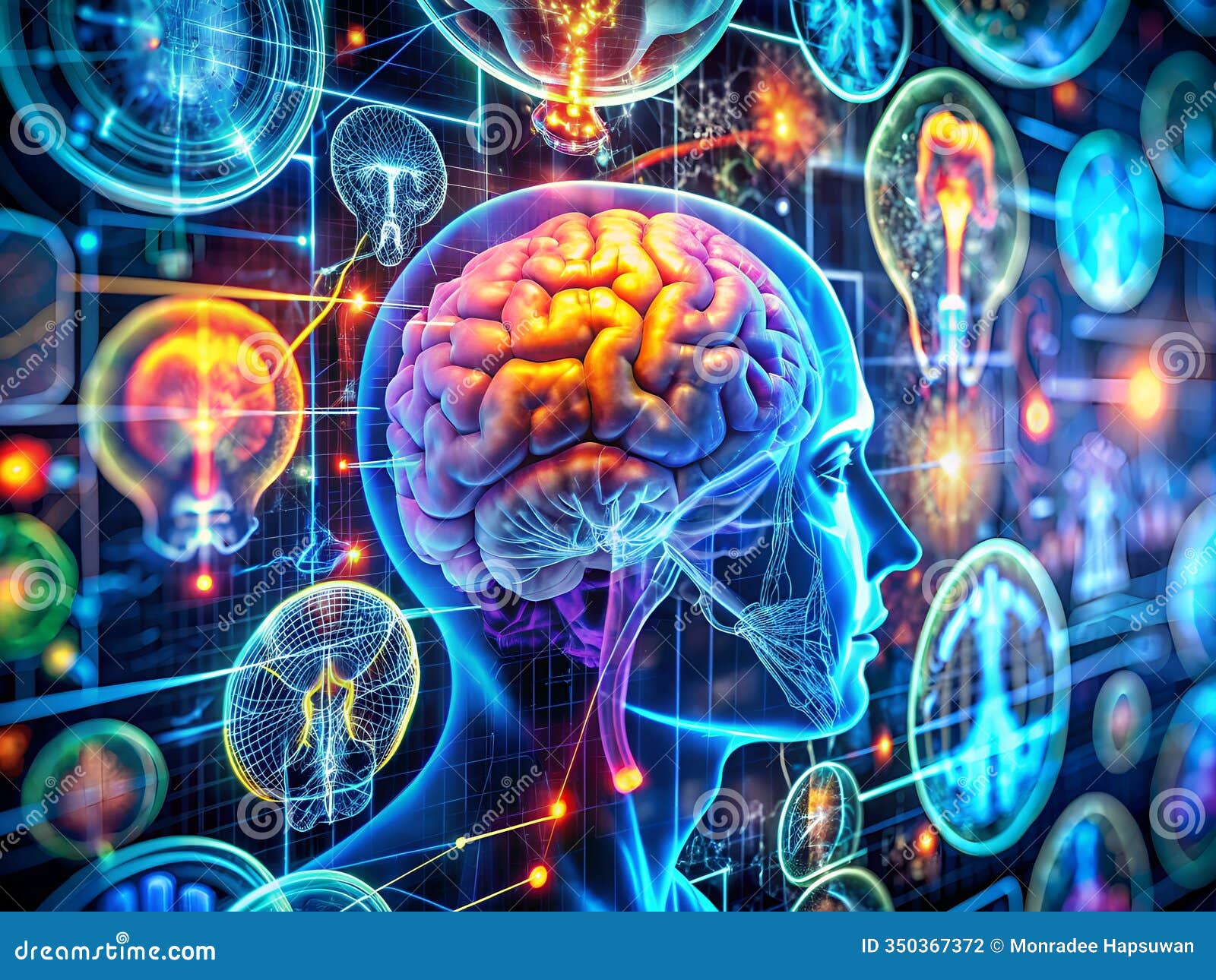 Controls Thoughts In The Human Brain. Brain Imprisoned In A Bird Cage Cartoon Vector ...