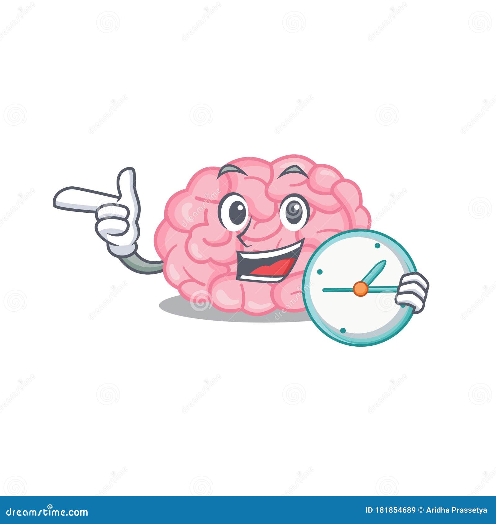 Human Brain Mascot Design Concept Smiling with Clock Stock Vector ...