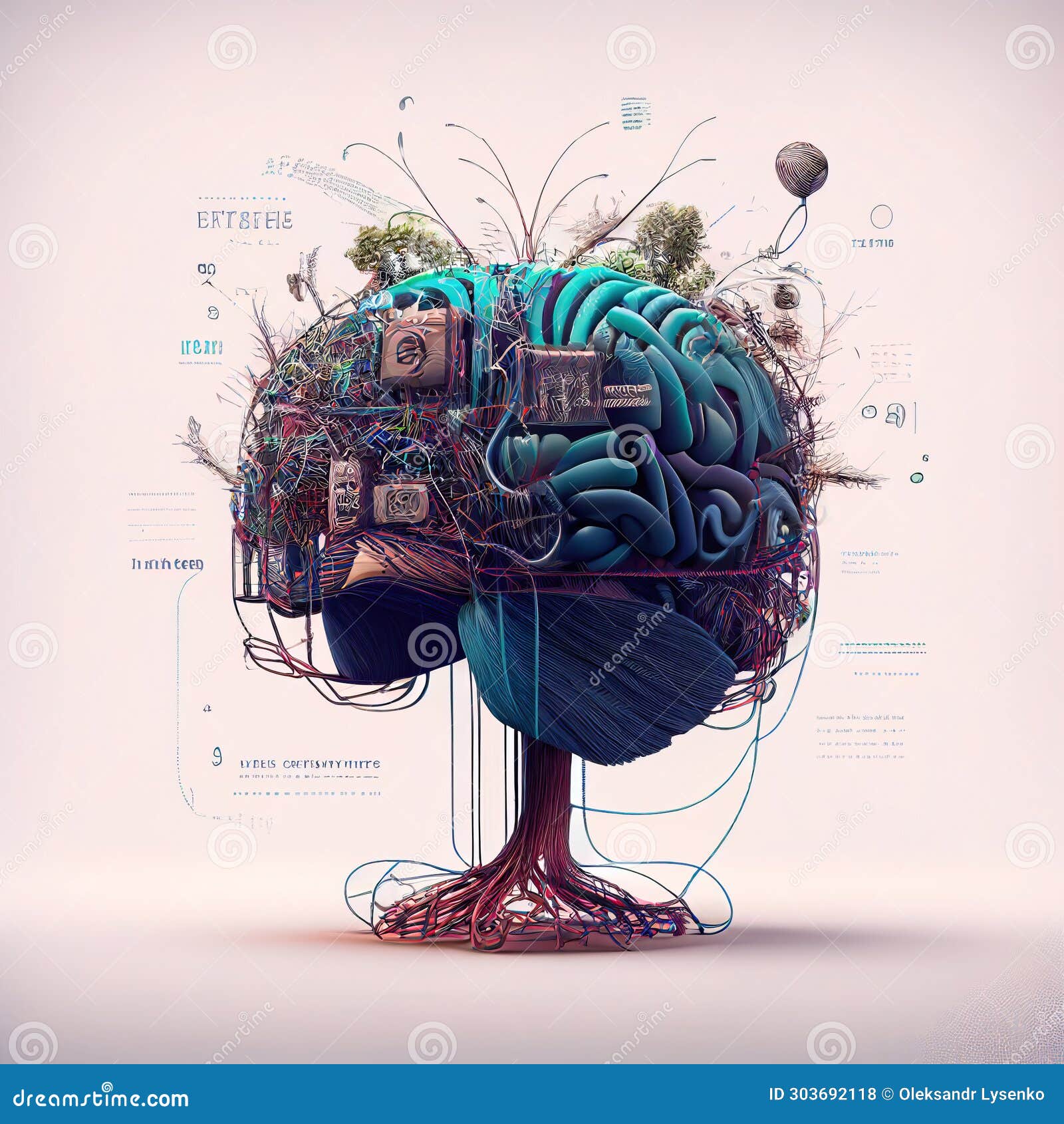 Human Brain with Math Signs Stock Illustration - Illustration of brain ...