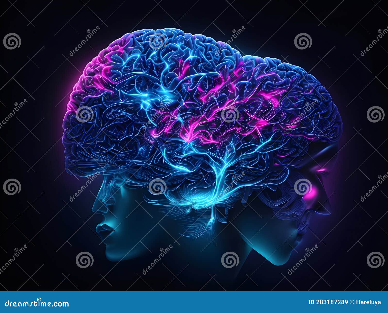 Human Brain on Mental Idea Mind Concept. Generative AI. Stock Image ...