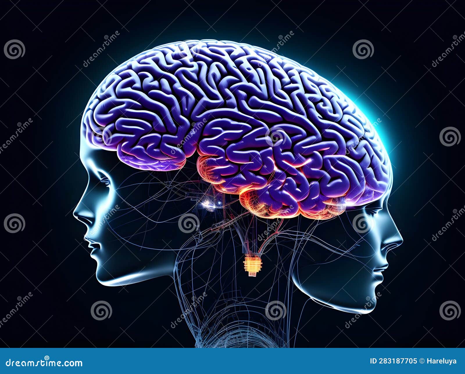 Human Brain on Mental Idea Mind Concept. Generative AI Stock ...