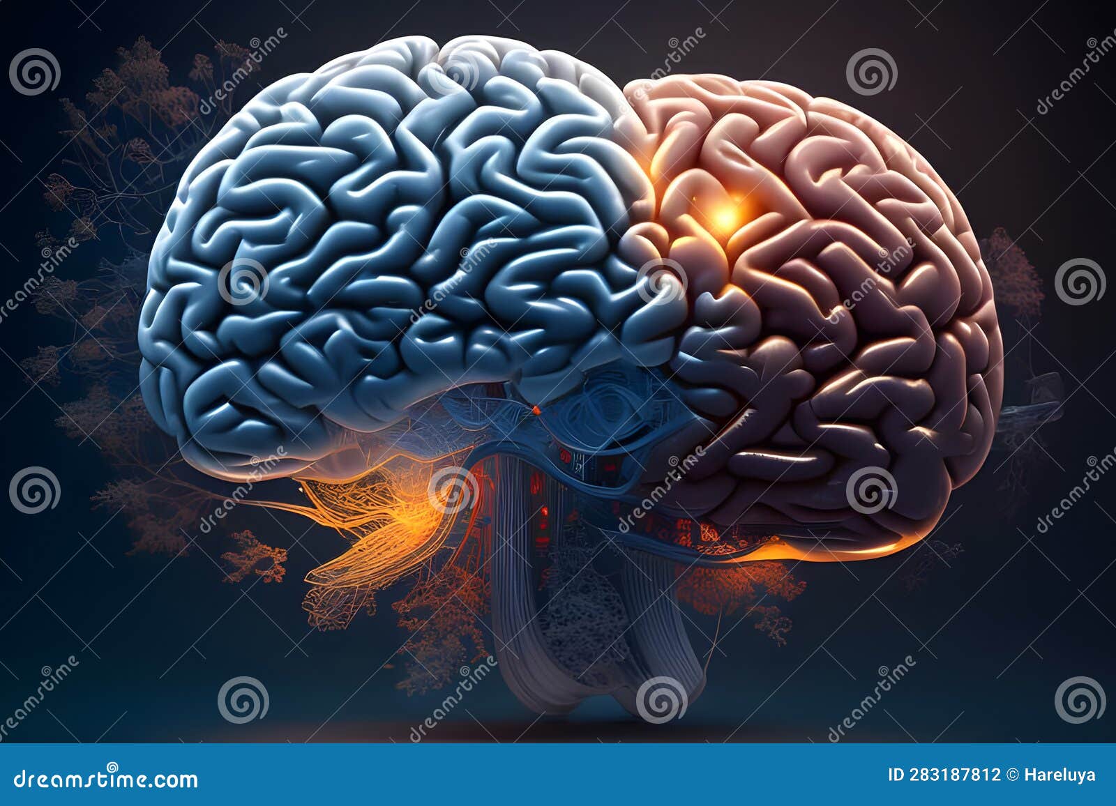 Human Brain on Mental Idea Mind Concept.Generative AI Stock ...