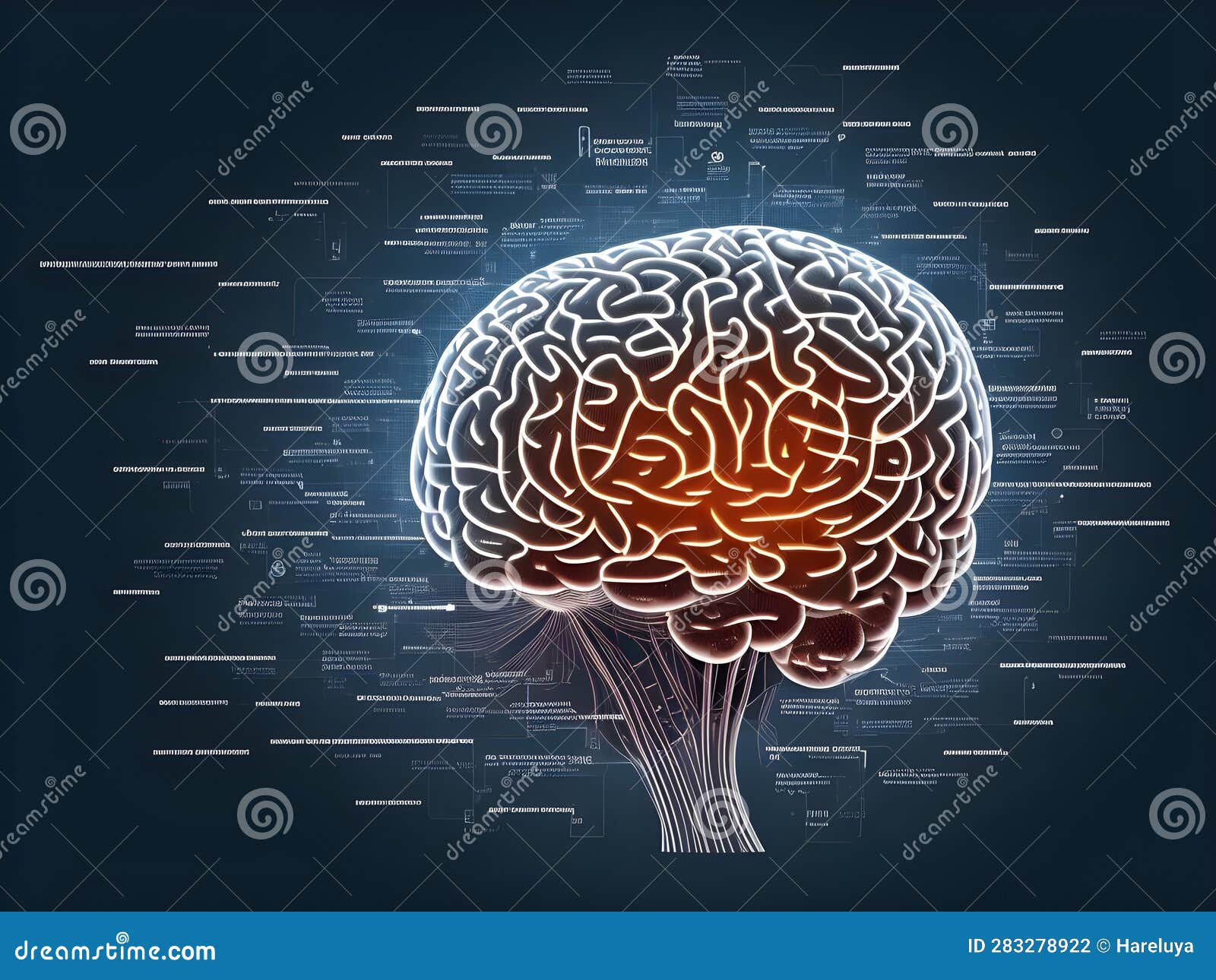 Human Brain on Mental Idea Mind Concept. Artificial Intelligence ...