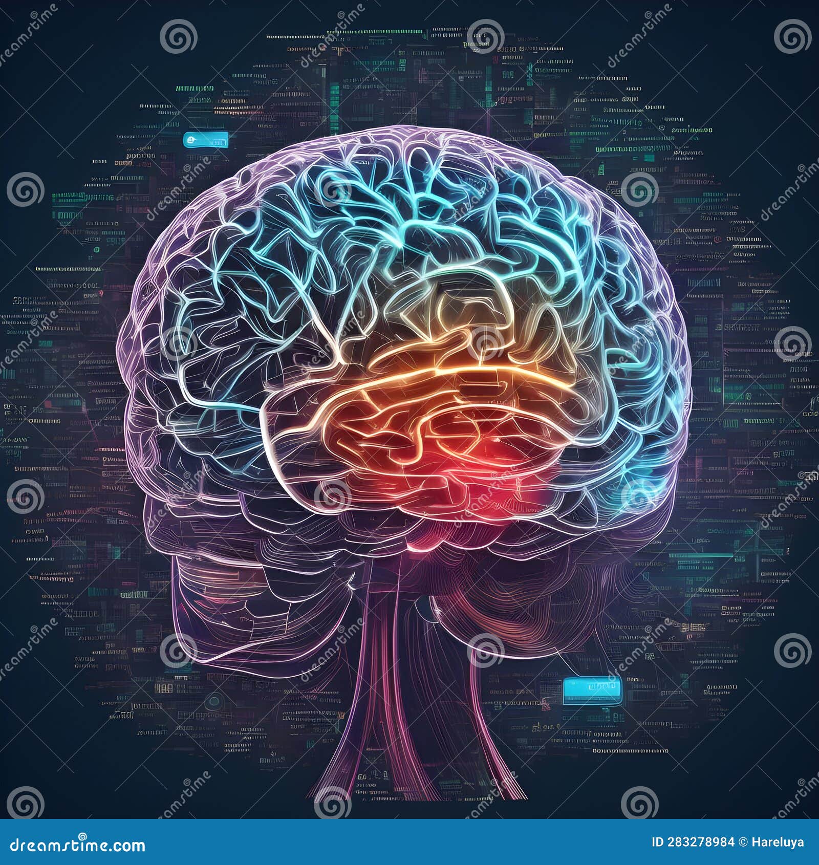 Human Brain on Mental Idea Mind Concept. Artificial Intelligence ...