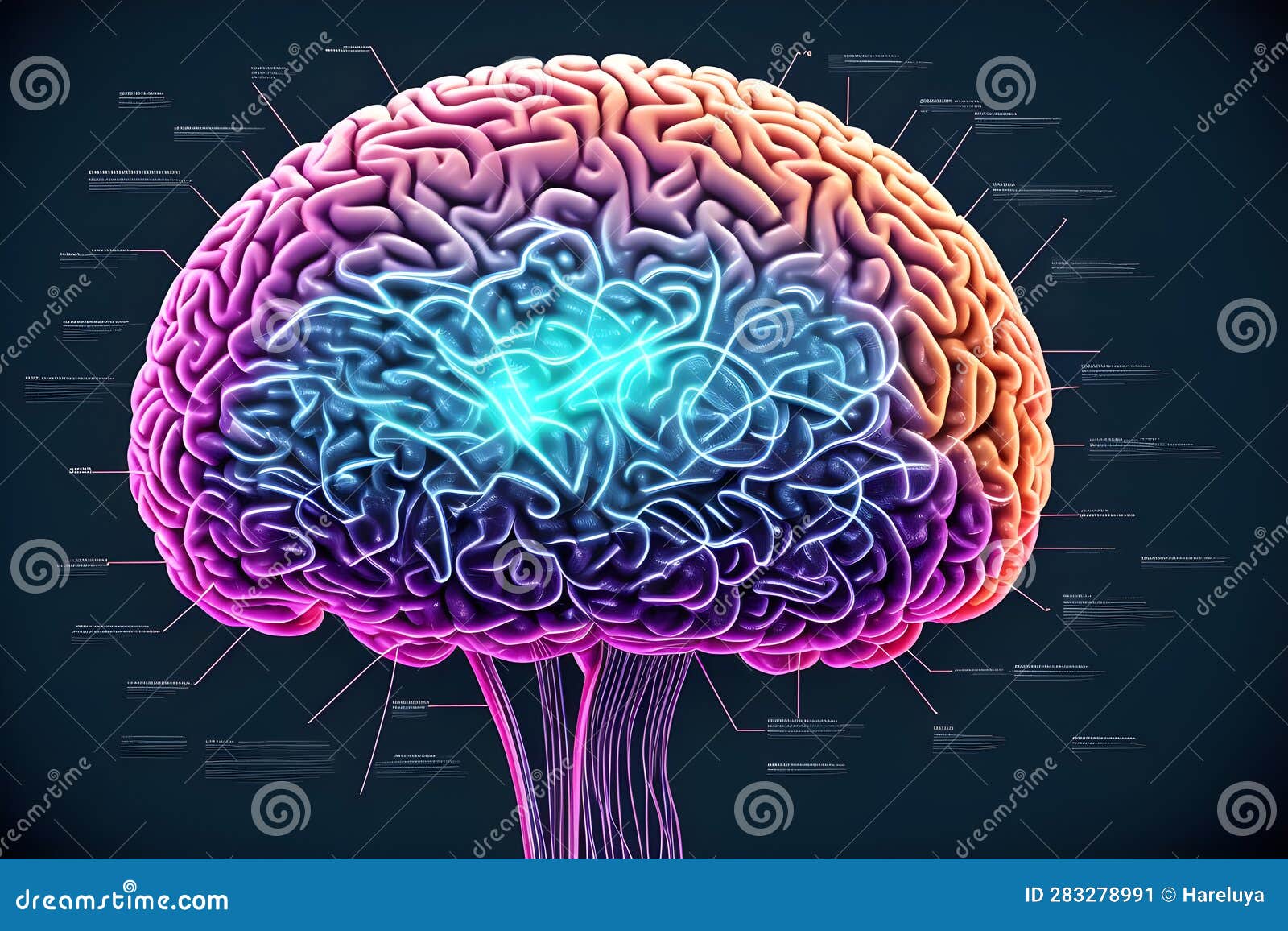 Human Brain on Mental Idea Mind Concept. Artificial Intelligence ...