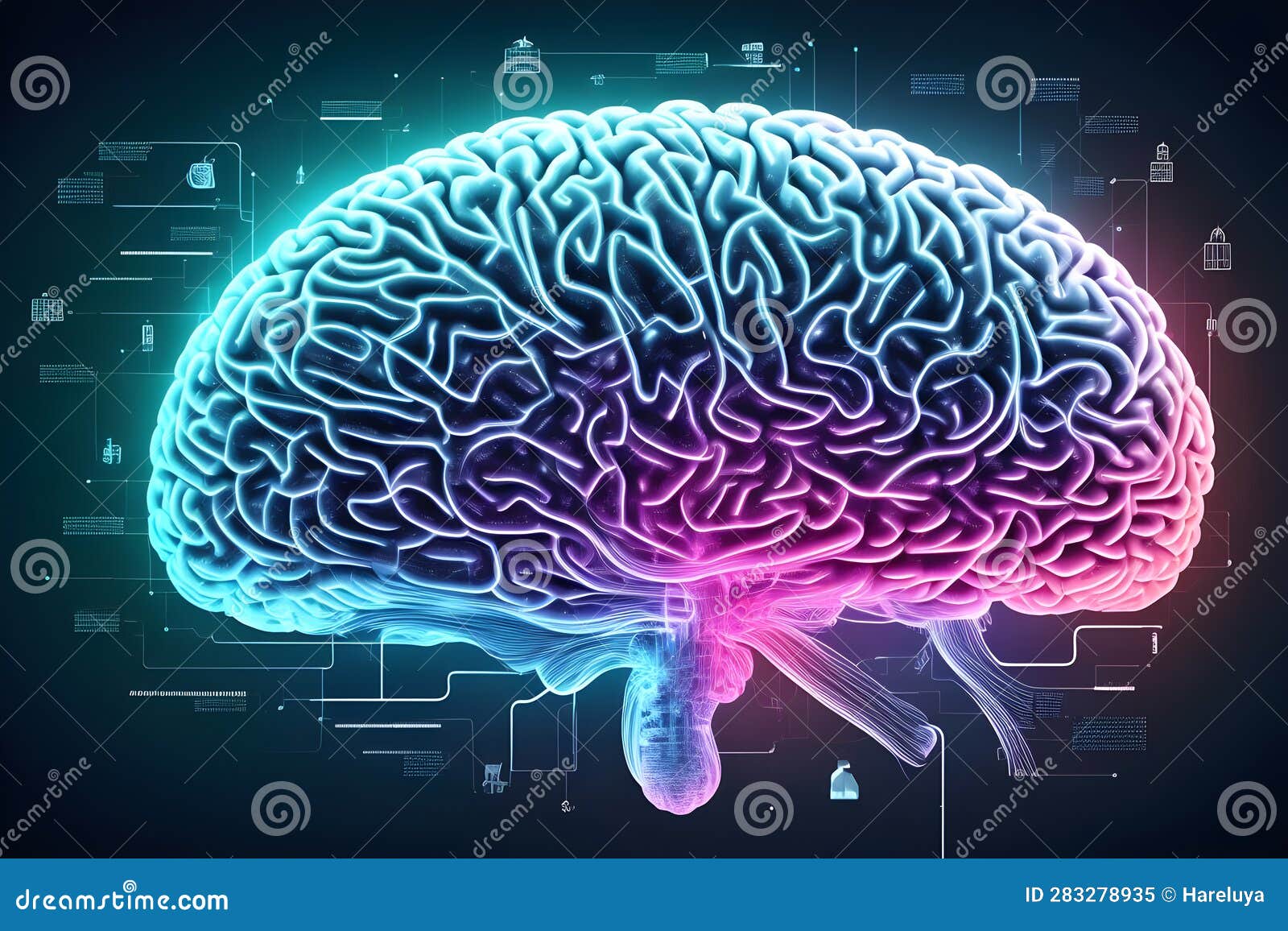 Human Brain on Mental Idea Mind Concept. Artificial Intelligence ...