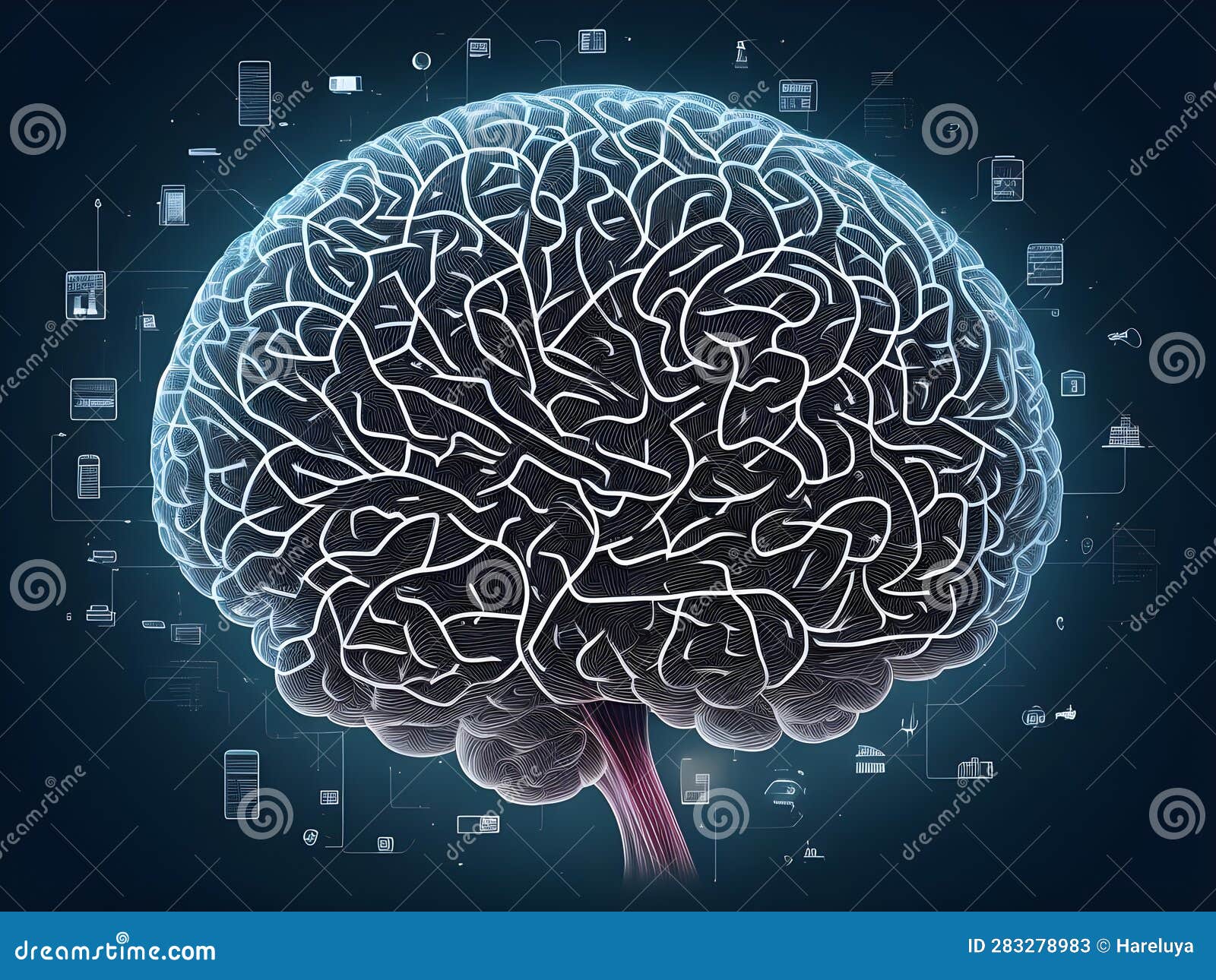 Human Brain on Mental Idea Mind Concept. Artificial Intelligence ...