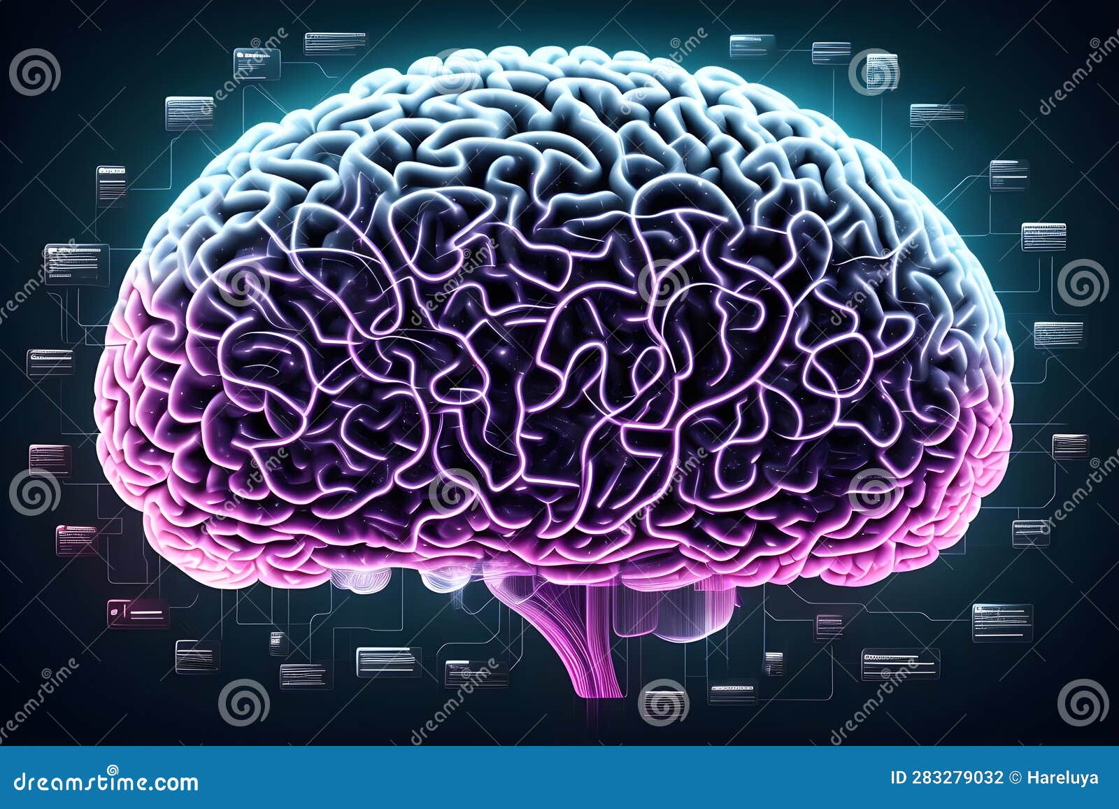 Human Brain on Mental Idea Mind Concept. Artificial Intelligence ...