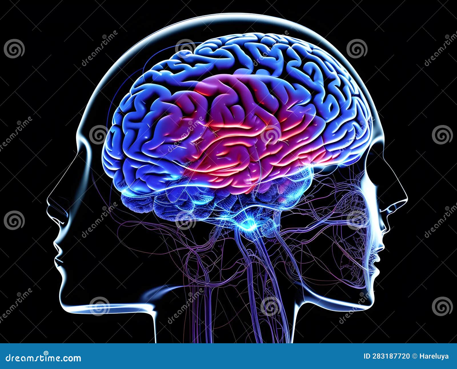 Human Brain On Mental Idea Mind Concept. Generative AI Stock ...