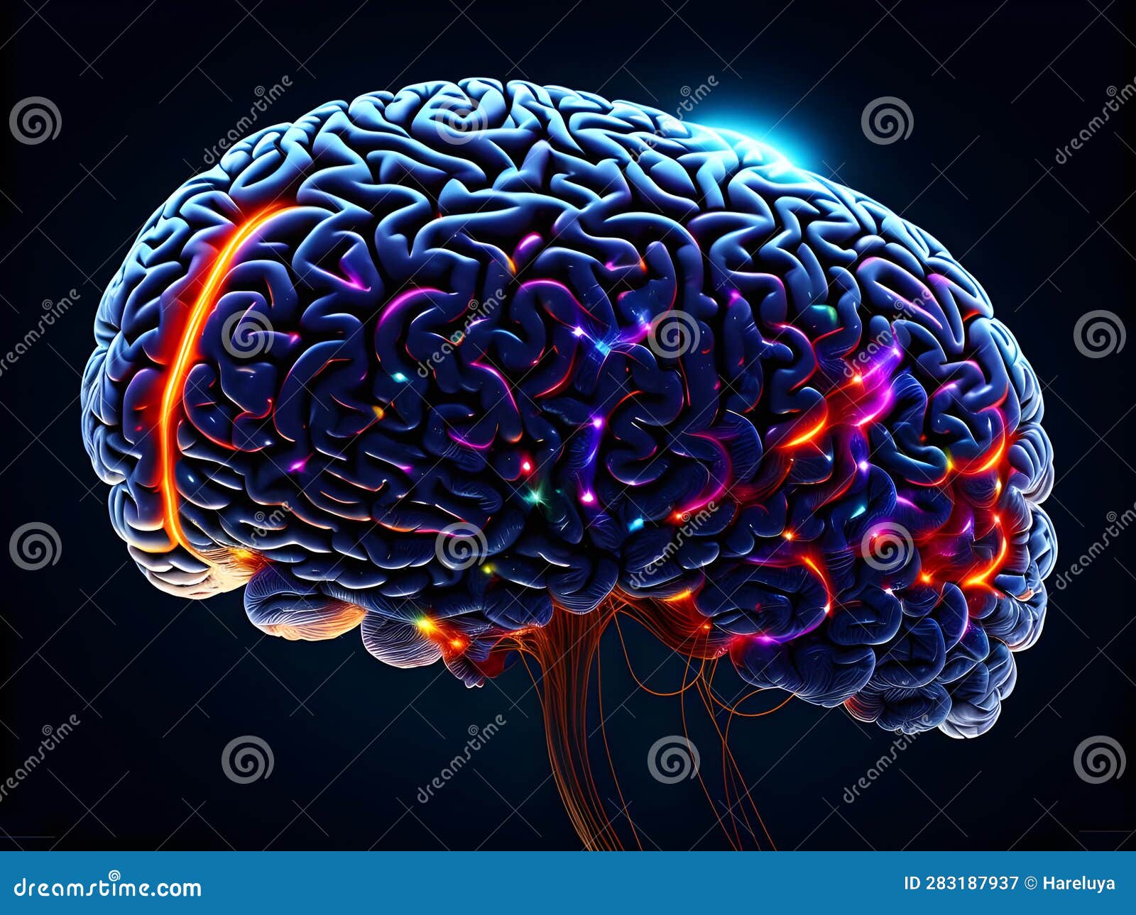 Human Brain on Mental Idea Mind Concept. Generative AI. Stock ...