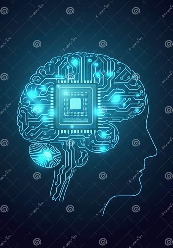 Human Brain with a Microchip, Symbolizing Artificial Intelligence ...