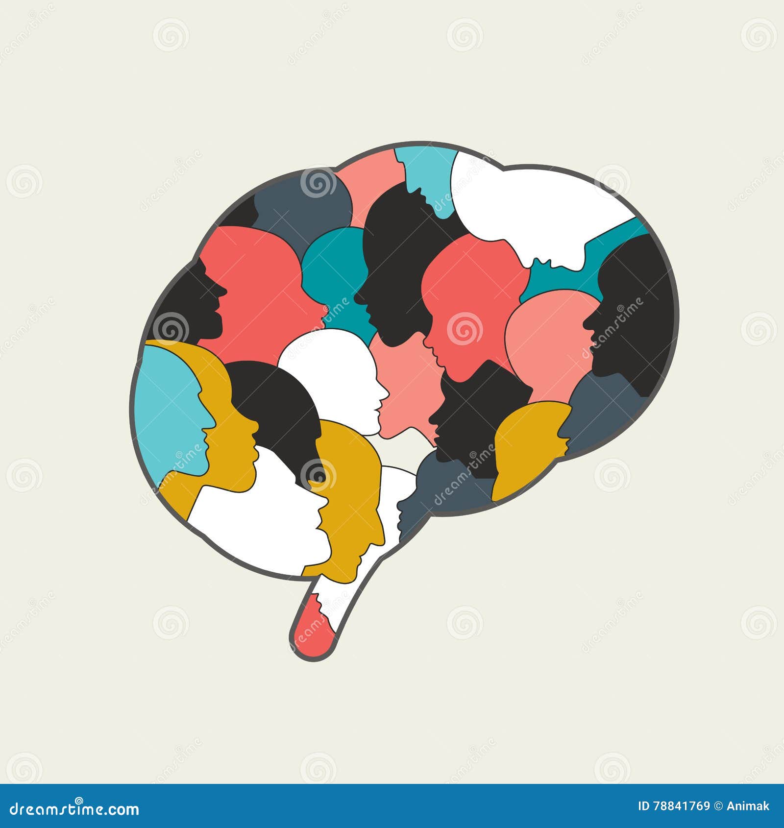 Human Brain, Mind Full of People Heads. Stock Vector - Illustration of ...