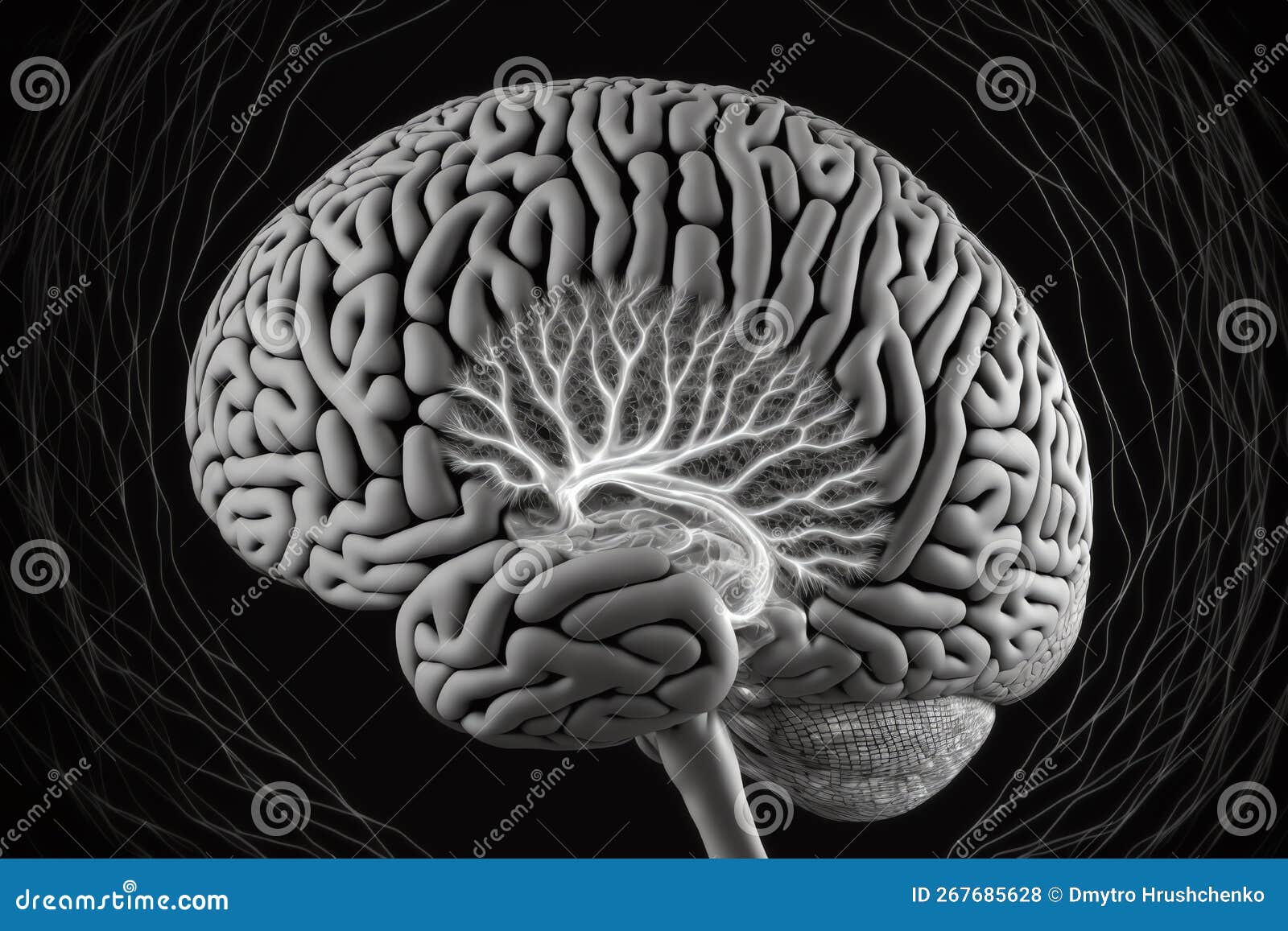 Human Brain Model. Brain Texture. Generative AI. Stock Illustration ...