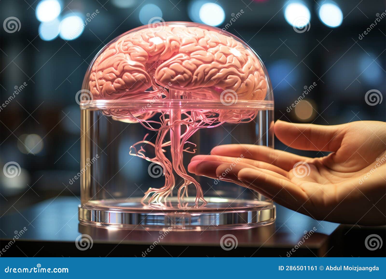 Human Brain Model Held in Hand, Creating a Focused, Isolated Display ...