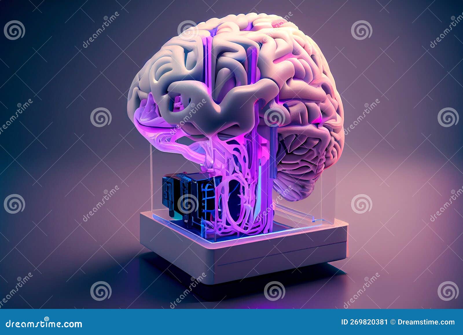 Human Brain Model Printed on a 3D Printer, Showcasing the Intricate ...