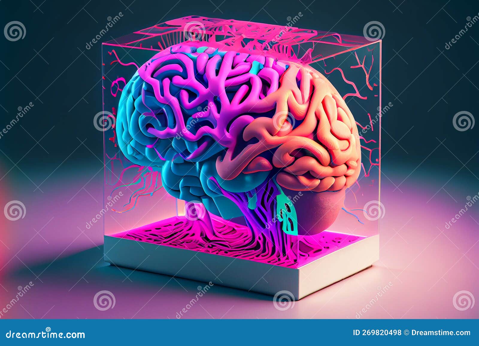 Human Brain Model Printed on a 3D Printer, Showcasing the Intricate ...