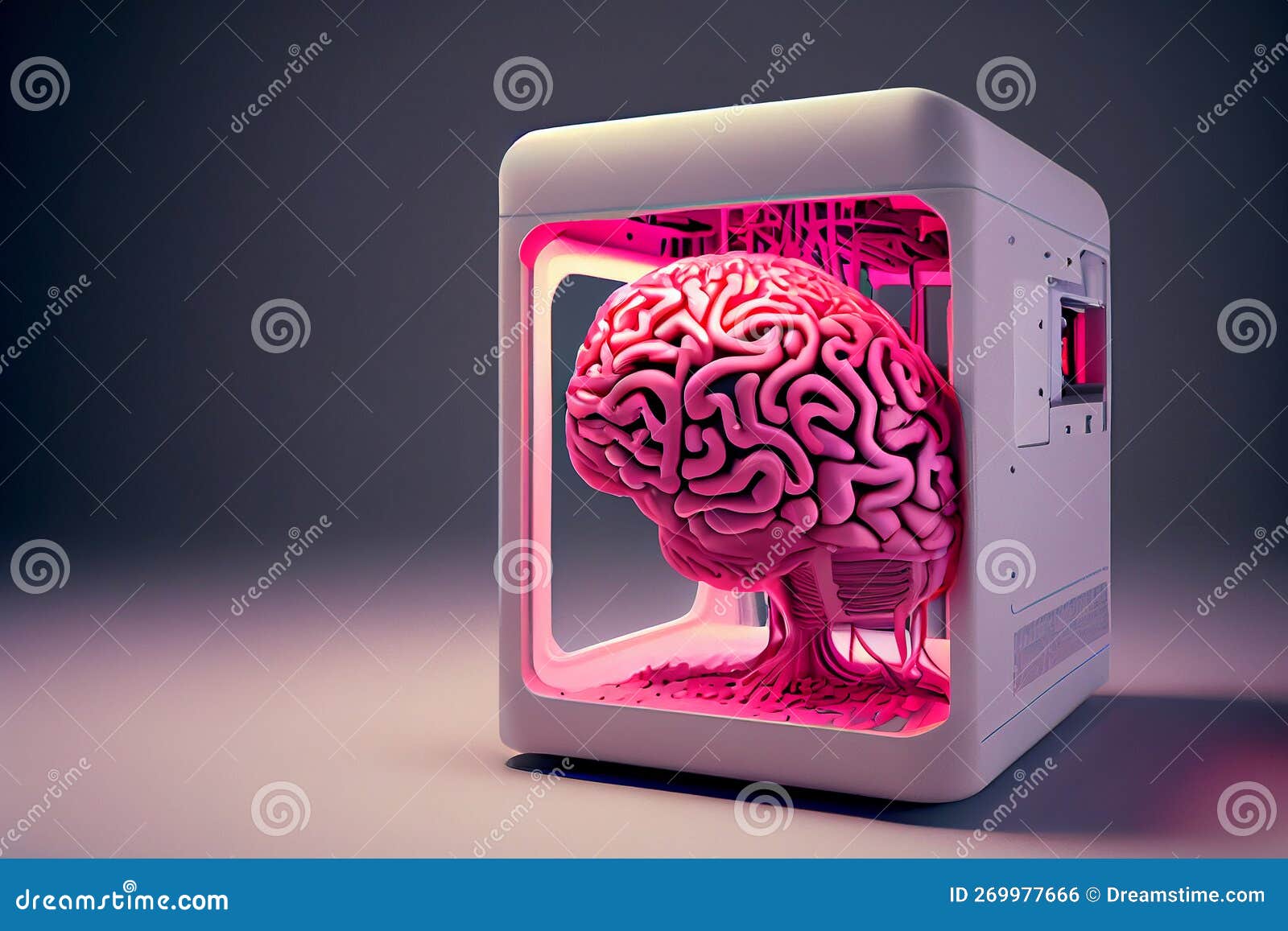 Human Brain Model Printed on a 3D Printer, Showcasing the Intricate ...