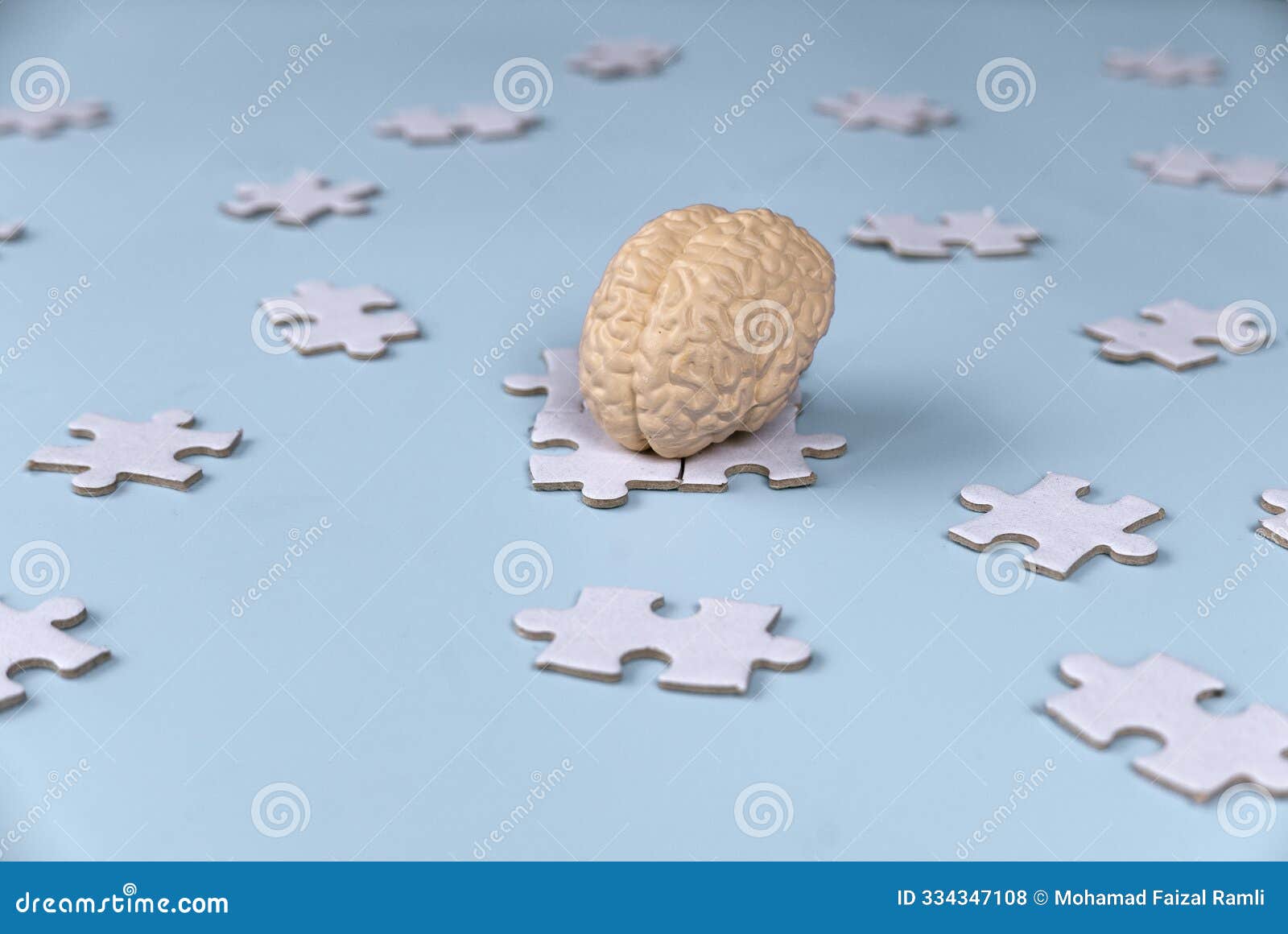 Human Brain Model on Scattered Jigsaw Puzzle Pieces Stock Photo - Image ...
