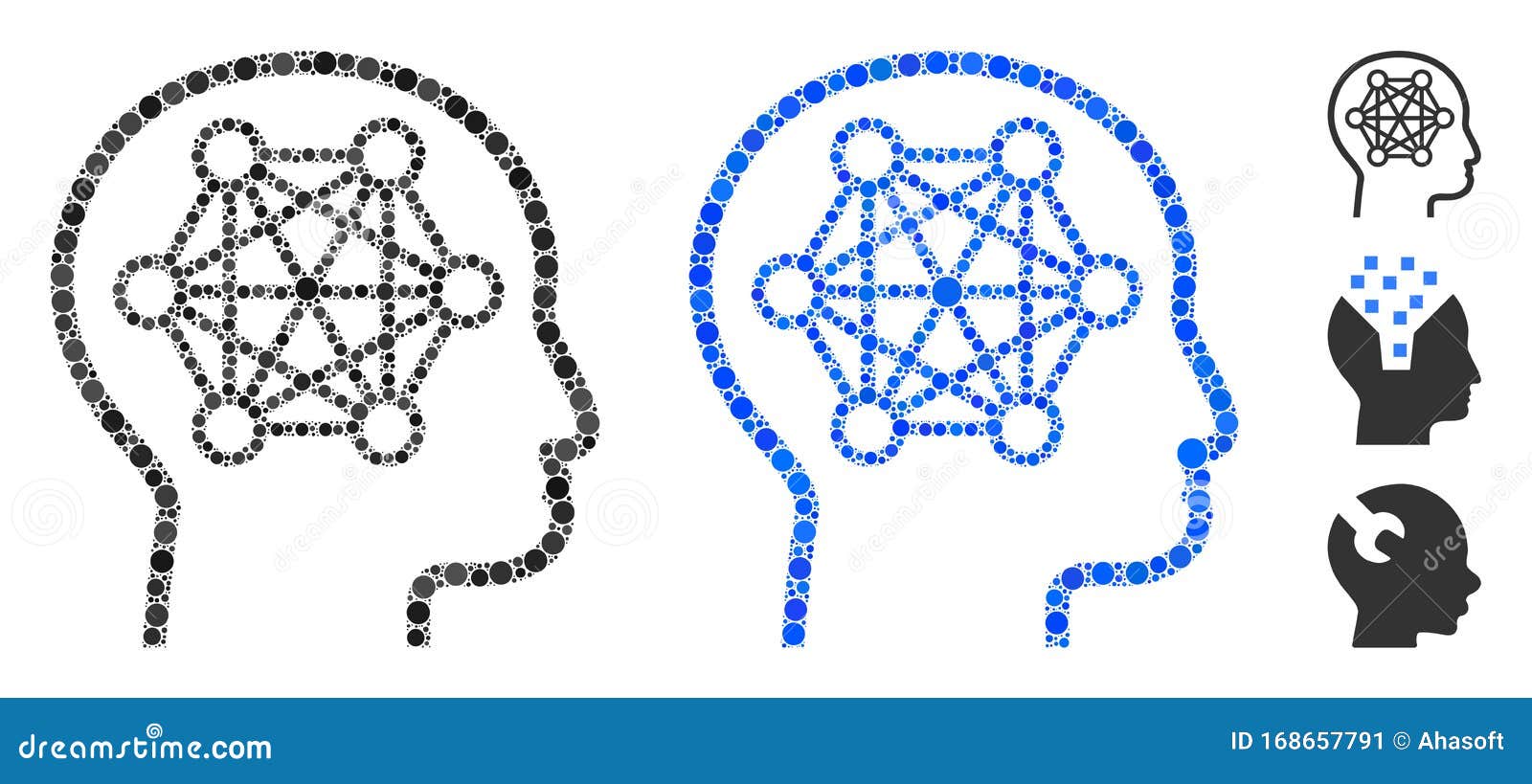 Human Brain Mosaic Icon of Circle Dots Stock Vector - Illustration of ...
