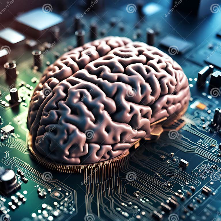 Human Brain on a Motherboard As a Processor, Neural Network, Artificial ...