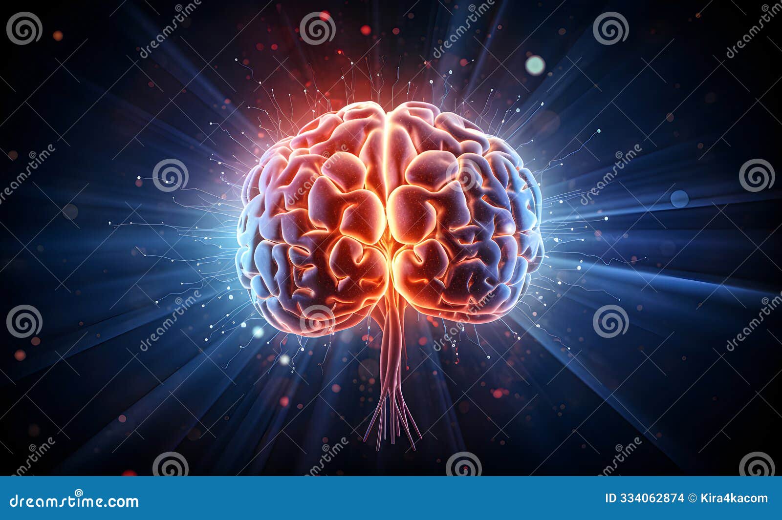 A Human Brain with Multiple Rays in the Background Stock Photo - Image ...