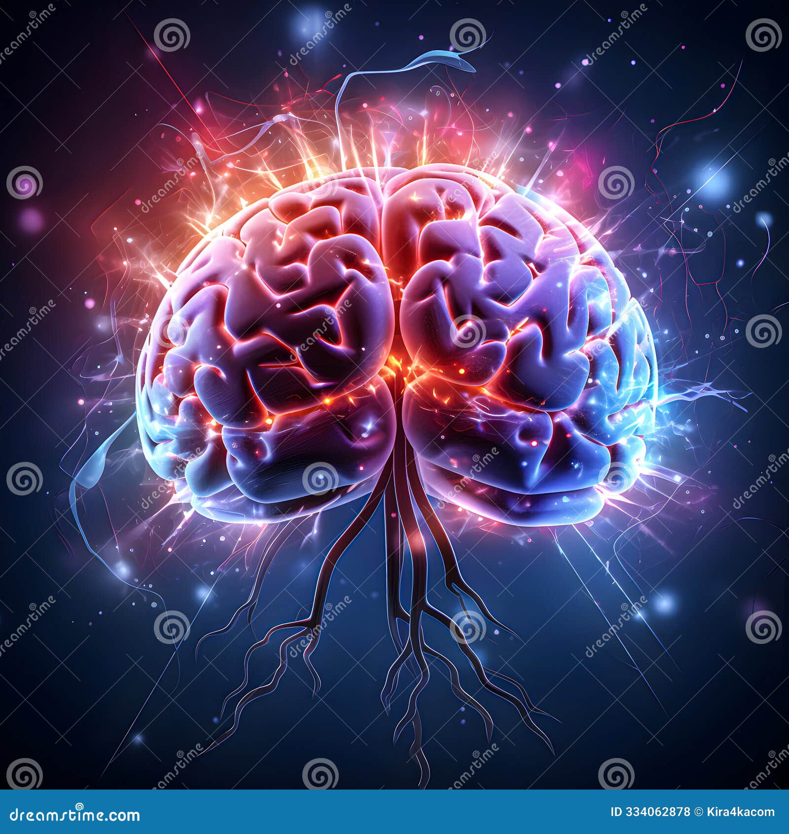 A Human Brain with Multiple Rays in the Background Stock Photo - Image ...